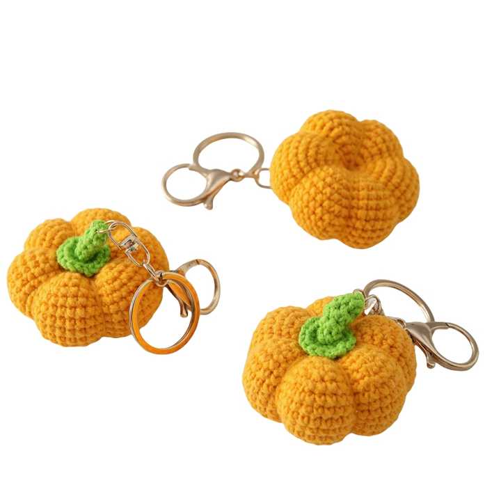 Halloween Gift Crochet Keychain Crochet Pumpkin Keychain Cute Handmade ...