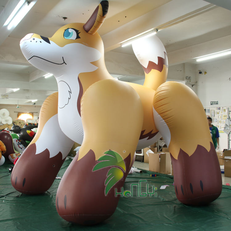Mega Inflatable Cartoon Fox with Furry Coat - Custom Air Toy