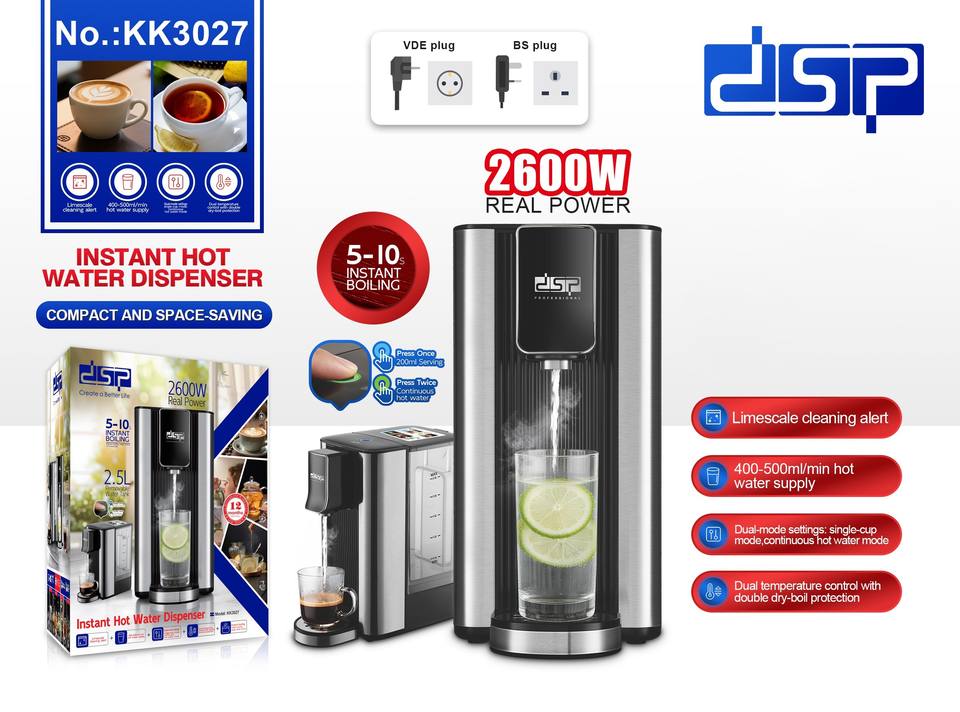 DSP Instant Hot Water Dispenser 2600W, 2.5L Tank with Dual-Mode and 5 ...