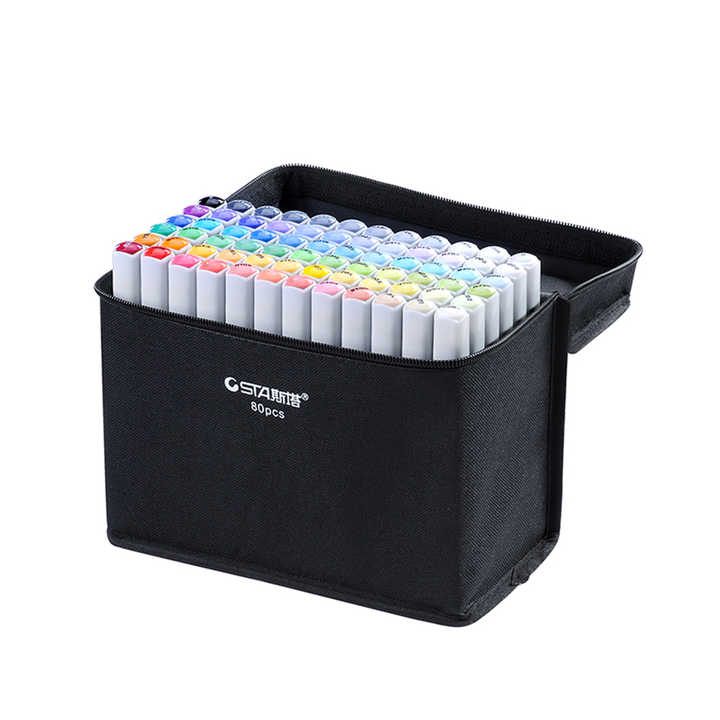 Student's Art Sketch Marker Pen Set - Fine Tip & Brush Tip