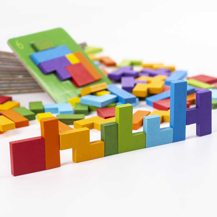 Montessori Wooden Puzzles Shape Matching Building Block Sets Children ...