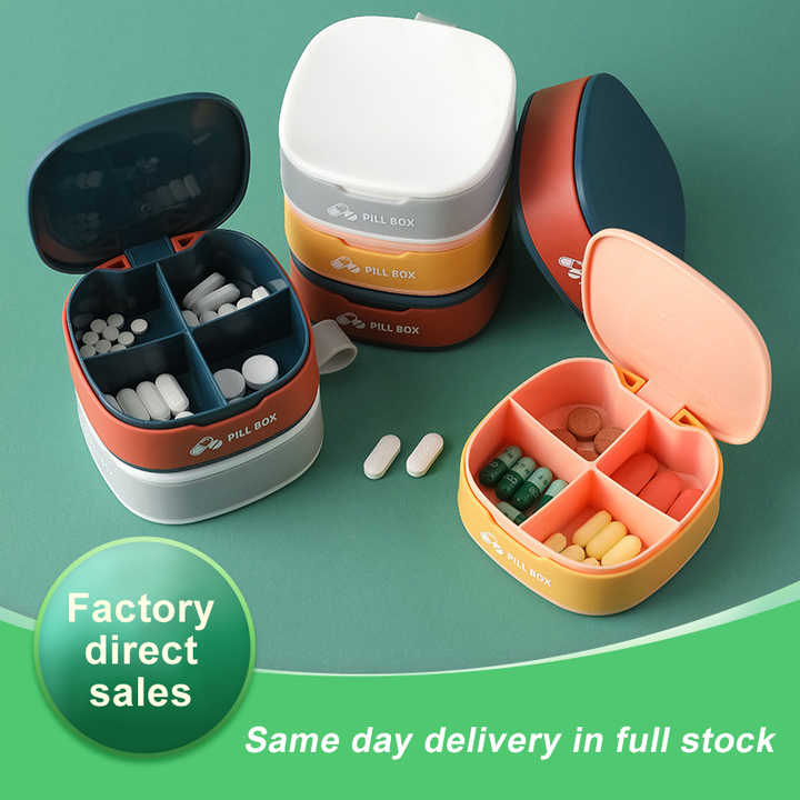 Pill Organizer 4 Compartment Waterproof Cute Small Pill Box Medical ...