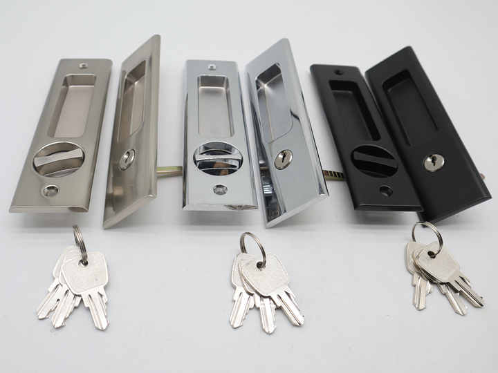 Flush Pull Rectangular Recessed Sliding Closet Door Handles with Key ...