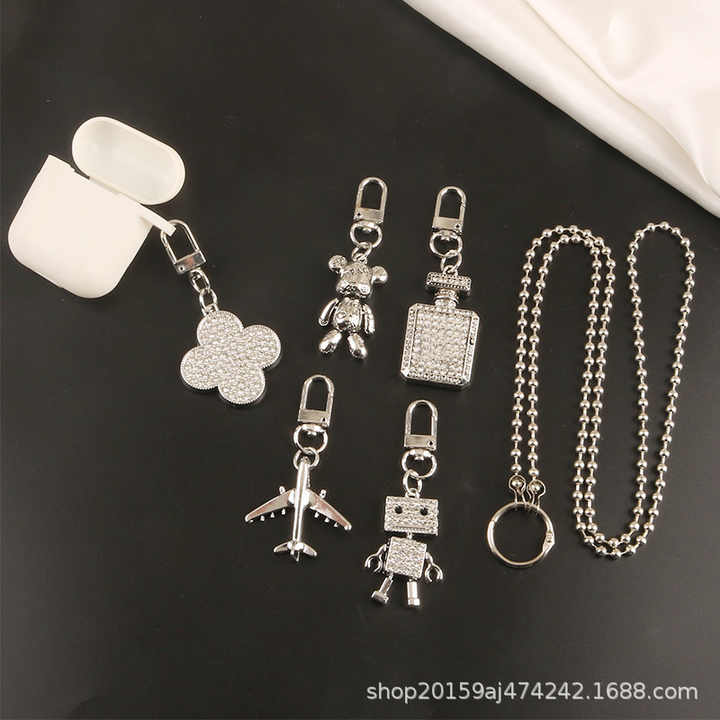 Cute Metal Rabbit Robot Keychain 3D Anime Car Phone Bag Charm for ...
