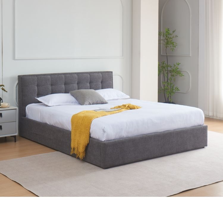 Promotional Upholstered Bed Frame With Bent Wood Slats Adult Bed Double ...