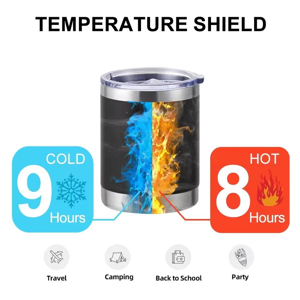 Factory Custom Logo Powder Coated 10oz Lowball Tumbler Insulated Vacuum ...