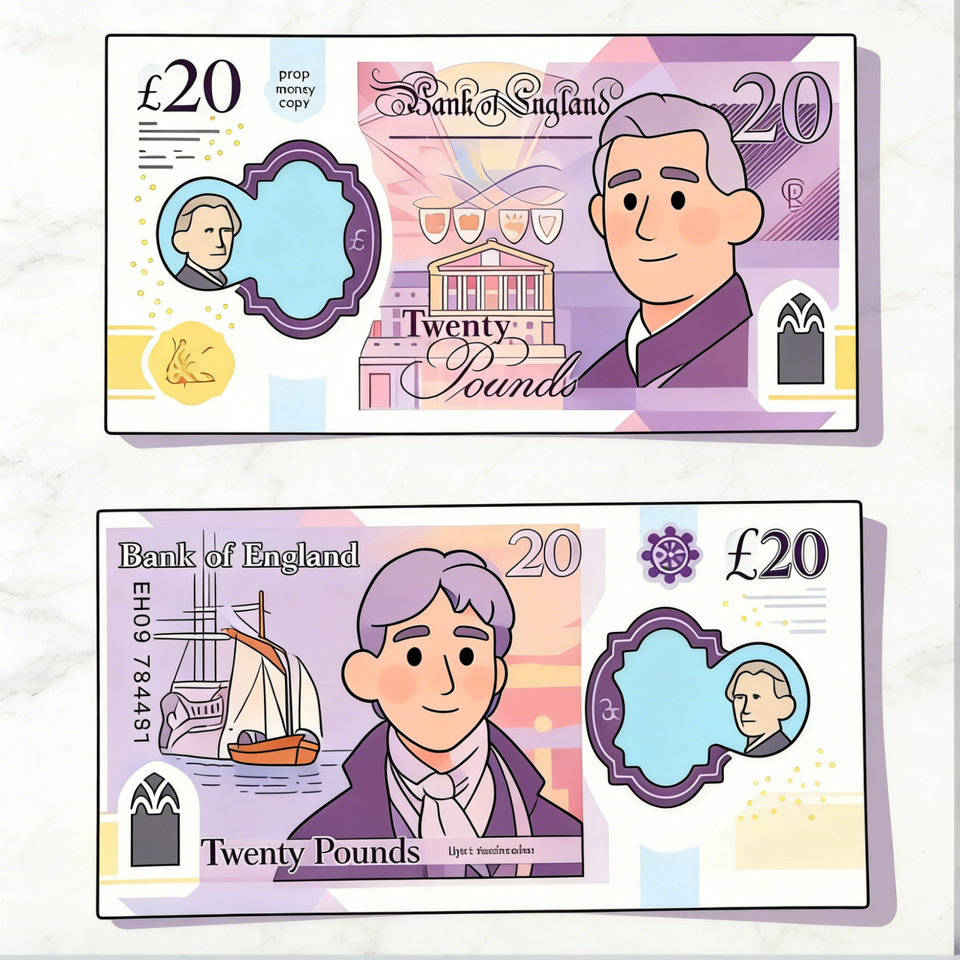 2026 New Ultrathin Prop Money Realistic 10 20 Pounds with Clear Window ...