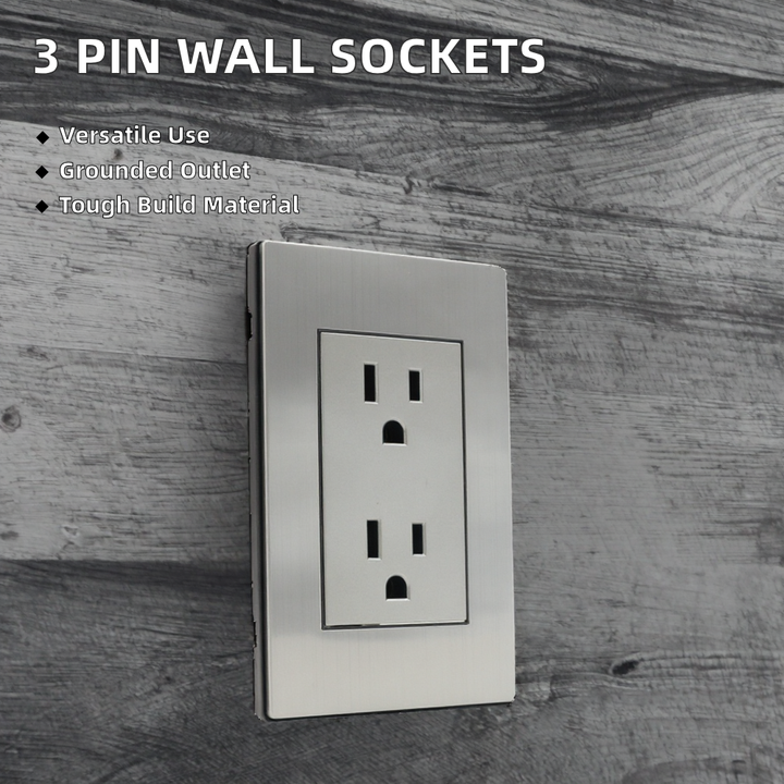 South American Standard 3 Pin Duplex Outlet Metal Plate Cover Wall ...