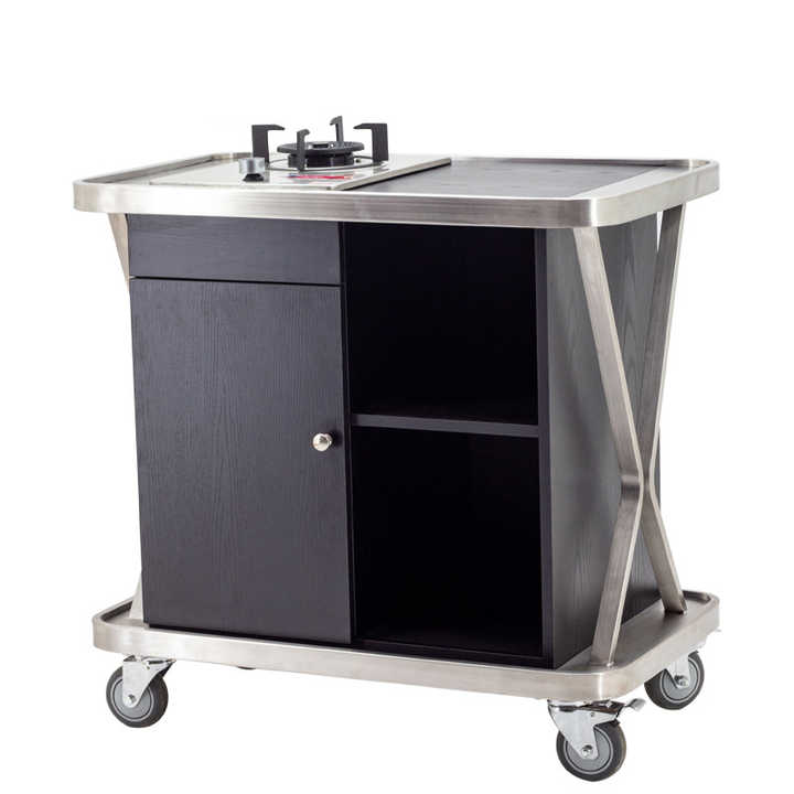 Hotel Restaurant Kitchen Mobile Dining Cooking Cart Food Serving Flambe ...