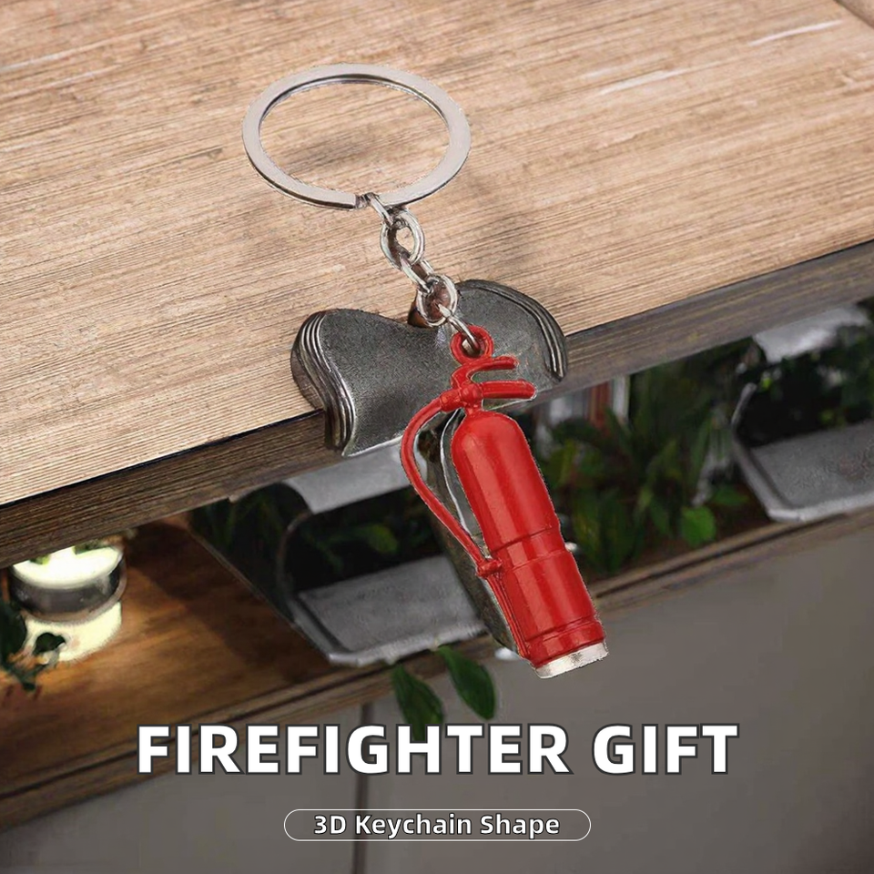 Funny Mini Fire Extinguisher Keychain Metal Firefighter Keyring Car ...