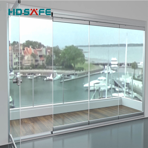 10mm glass curtain aluminum bifold door accordion panoramic partition ...