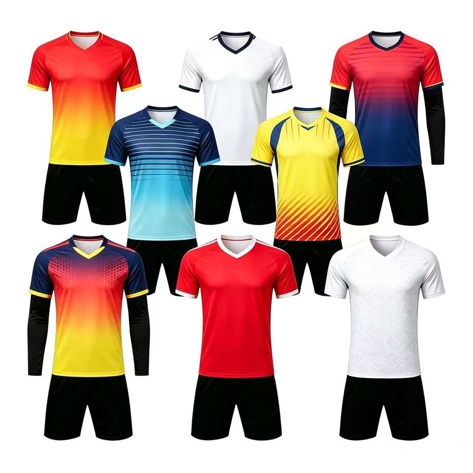 Red Yellow Heat-Transfer Printed Breathable Kids Soccer Uniform Sets ...