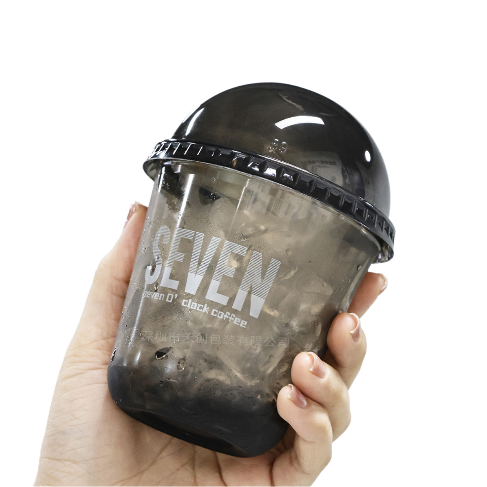 Printed Disposable Premium Black PET Cups 90mm Diameter for Smoothies ...