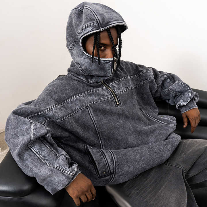Manufacturer Stonewash Hoodie Distressed Embroidery Oversized Vintage ...