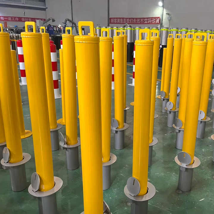Road Warning Post Outdoor Parking Bollard Metal Steel Key Lockable ...