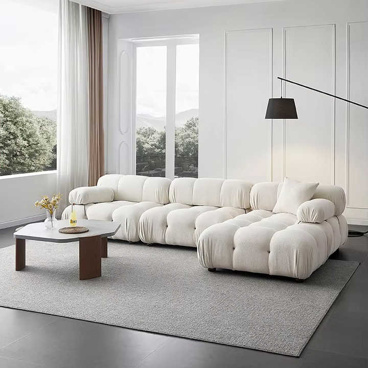 Italian Fabric Double Sofa Scandinavian Living Room Simple Modern Ins ...