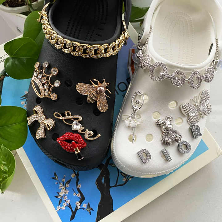 Luxury Bling Shoe Charms Wholesale Metal Designer Shoe Charms Diamond ...