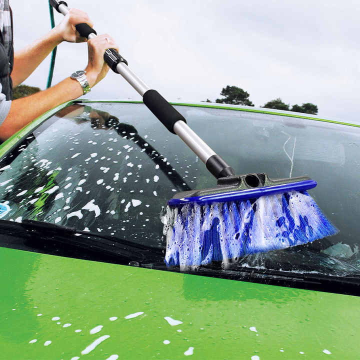 Water Flow Wash Brush with Telescopic Handle Car Washing Mop Kit ...