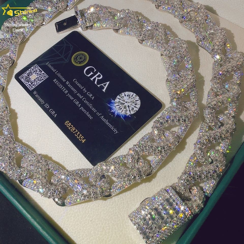 Fashion Luxury Jewelry Sterling Silver 925 Hip Hop Chain VVS Moissanite ...