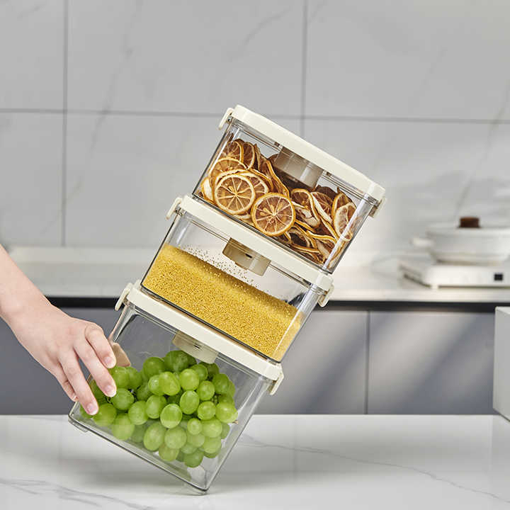 Jenson Transparent PET Sealed Crisper Press Storage Box Plastic Kitchen ...