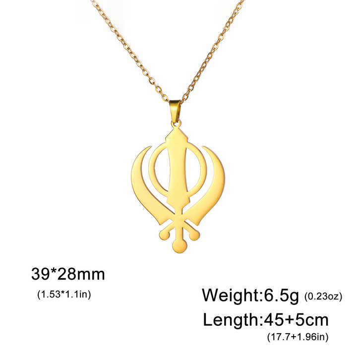 Stainless Steel Khanda Pendant Necklace for Anniversary Gift