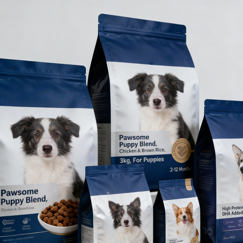 Dexin Pre-Applied Adhesive Area 11kg Zipper Stand up Pouch Pet Food ...