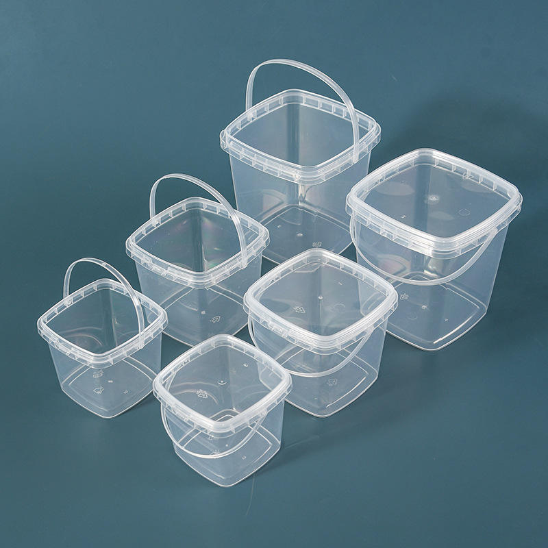 Clear Plastic Drum with Lid and Handle - Durable Food Packaging