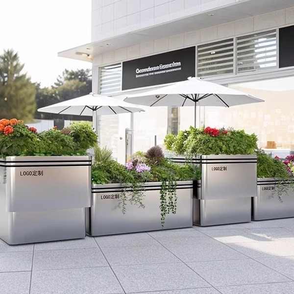 Rectangular Large Outdoor Metal Tree Planter Boxes Garden Hall Metal ...