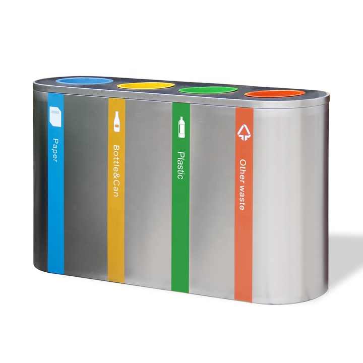 4 Compartments Dual Separate Recycling Color Codes for Waste Bins ...