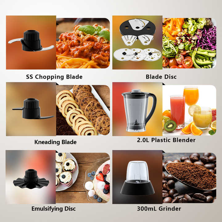 1500W Household Food Processor 2.5L Processing Bowl Electric ...