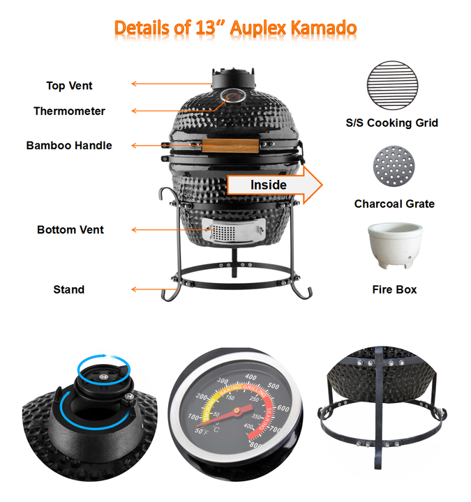 2026 Christmas Modern Ceramic BBQ Kamado Grill by AUPLEX Portable Eco ...