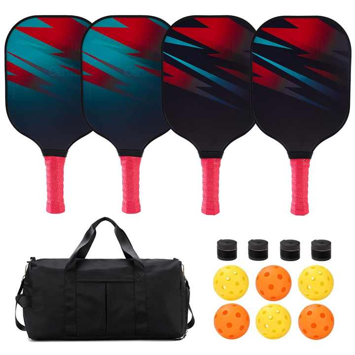 Fiberglass Pickleball Paddle 4-Piece Set with Sports Bag Perforated ...
