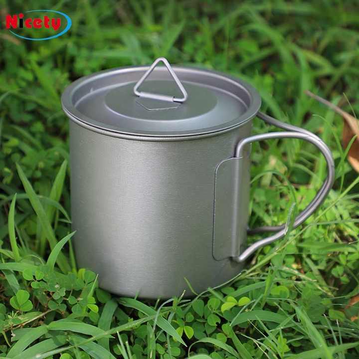 Camping Cup - Durable Titanium Mug with Folding Handle