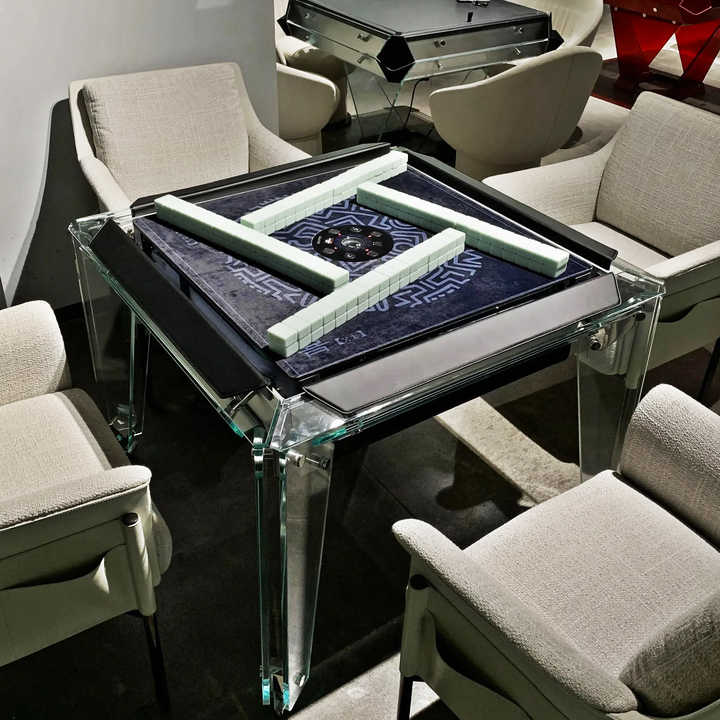 Light Luxury Glass Mahjong Table - High-End Entertainment