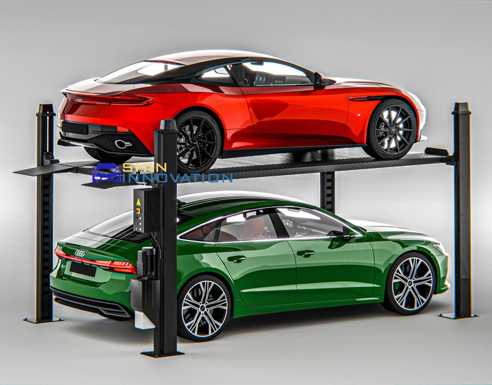 SHIN Innovation Four Post Hydraulic Lift Car Parking System 2 Cars ...