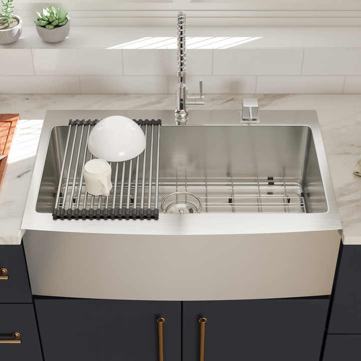 16 Gauge SUS304 30 Inch Overmount Workstation Farmhouse Apron Front ...