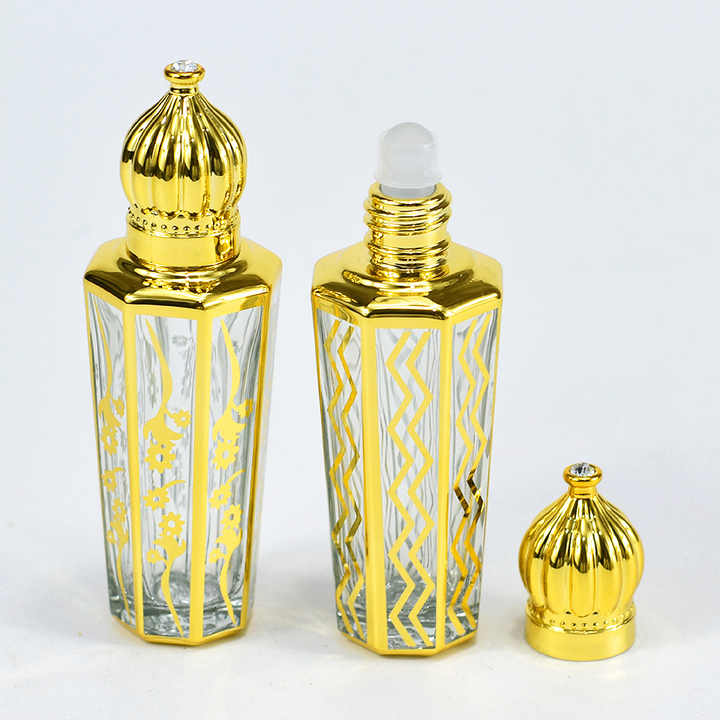 Recyclable 10ml Perfume Small Glass Bottle Gold Perfume Glass Bottle ...