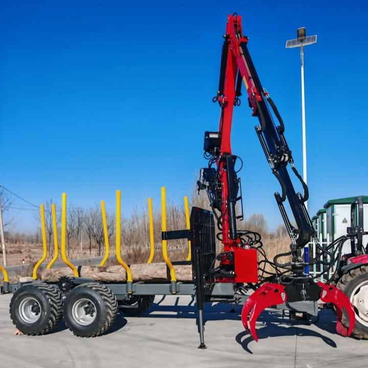 Tractor Forest Timber Log Wooden Crane Trailer with Crane Log Forwarder ...