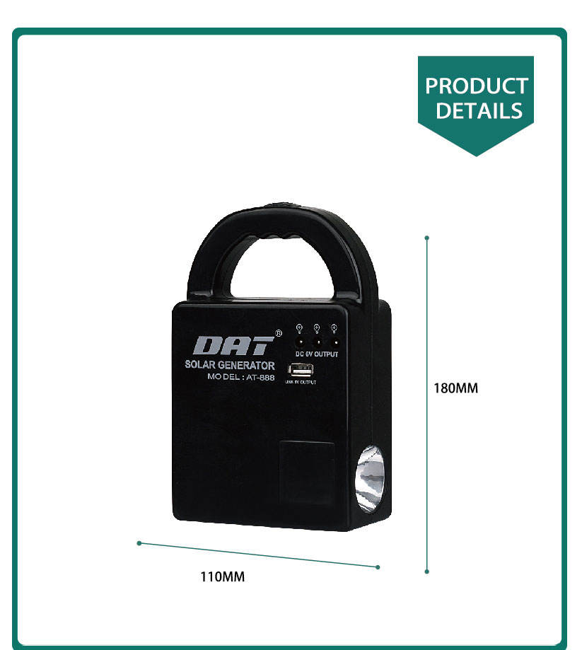 AT-888 DAT DAT Solar Home Lighting Kit with LED Bulb, Solar LED ...