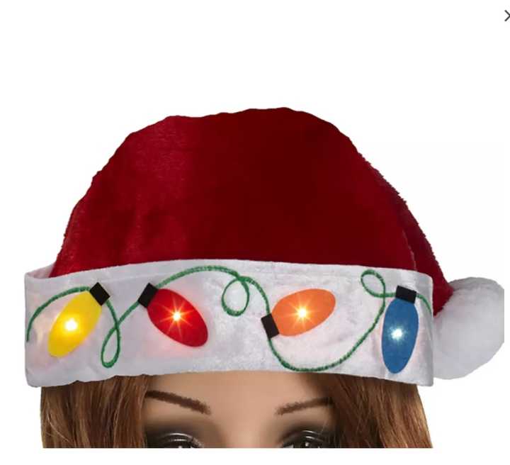 Custom Christmas Costume LED Santa Claus Hat Plush Red Santa Hat ...