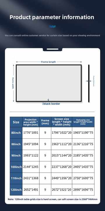 100 Inch Fresnel ALR Frame Projector Screen for Home Cinema 4K HD ALR ...