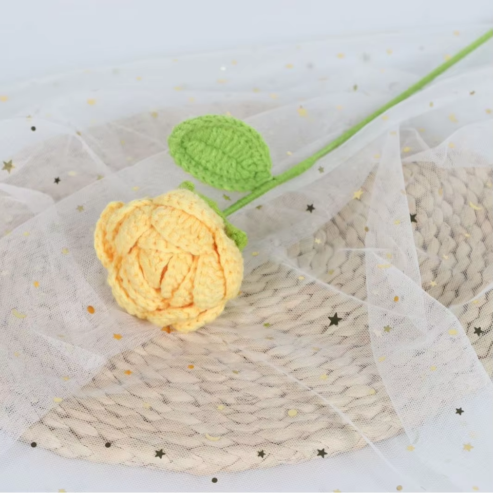 Finished hand-knitted flower Knitting gift yarn flower bridal bouquet ...