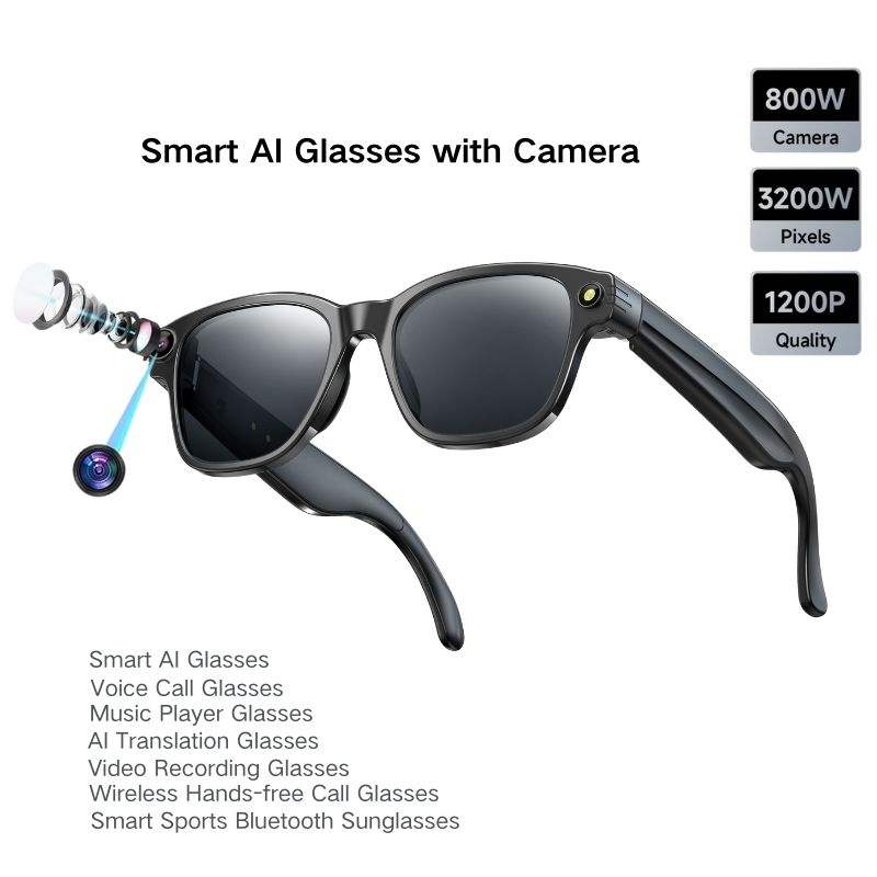 AI Smart Photography Glasses - Camera & Blue Light Protection