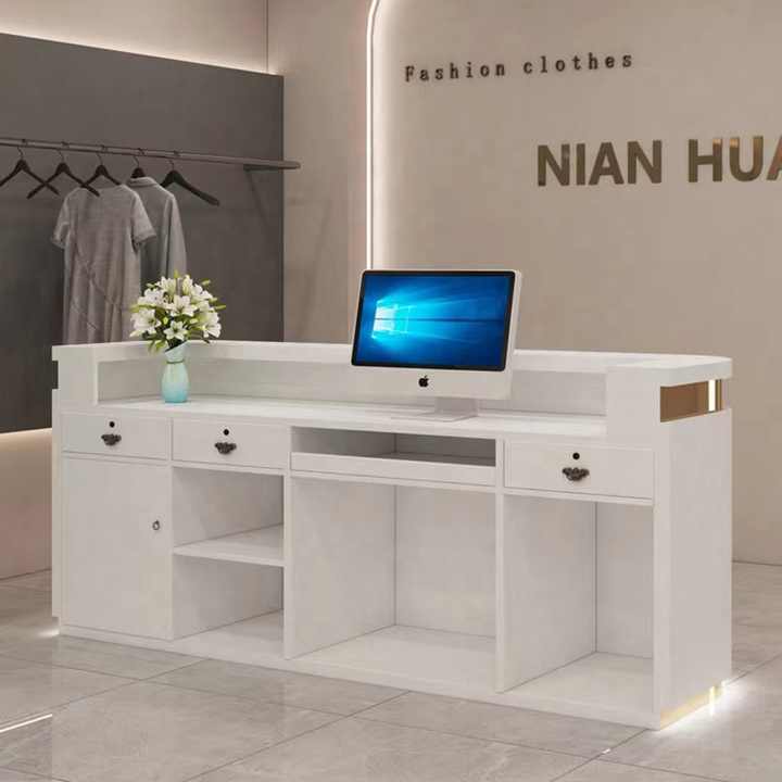 High-end Pink Checkout Counter - Modern Reception Design