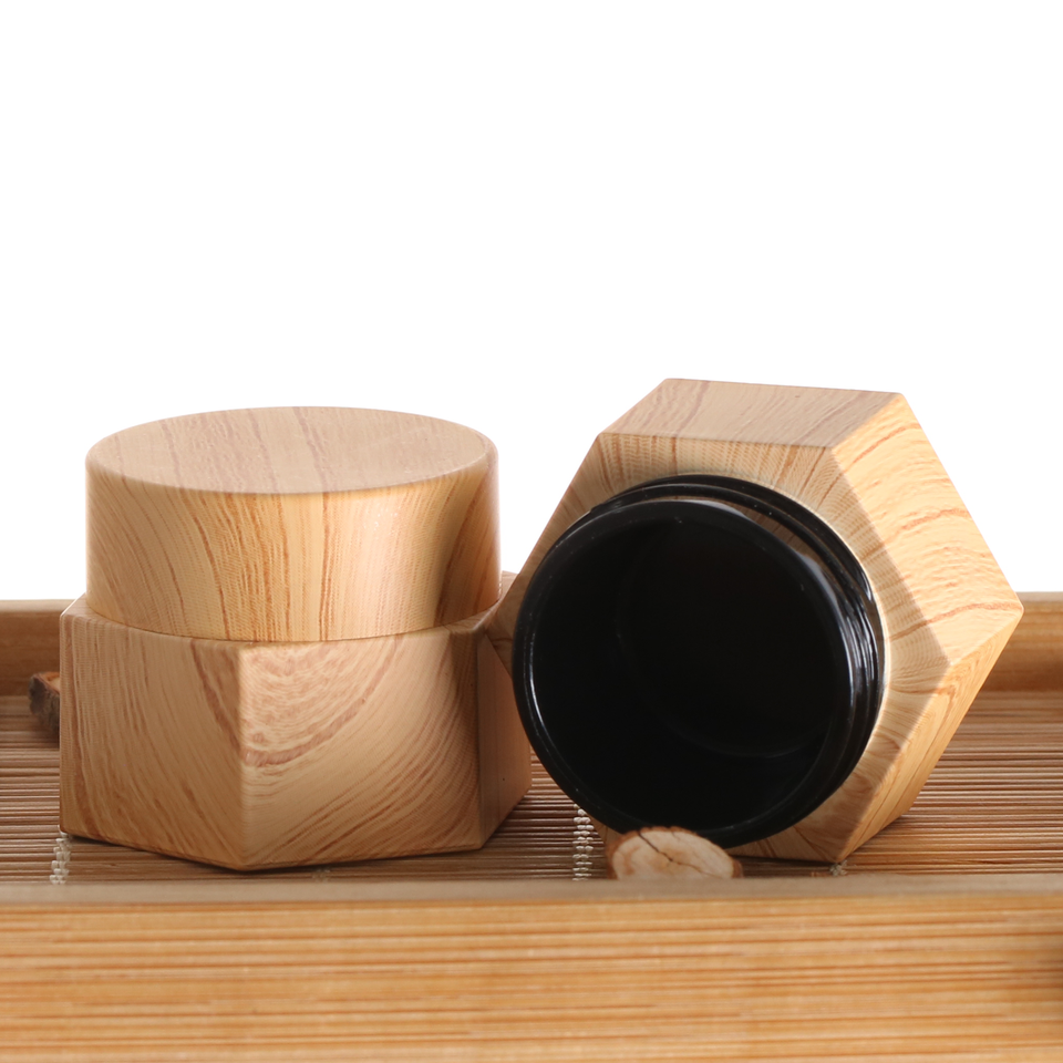 5g 15g 30g Hexagonal Wood Grain PP Injection Cosmetic Plastic Container ...