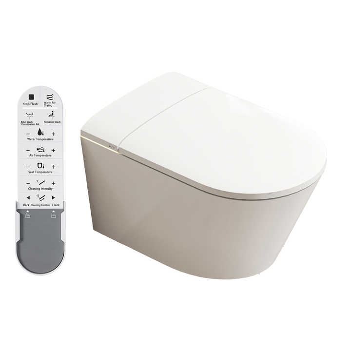 Wall-Hung Smart Toilet Bathroom Set Elongated Bowl Sensor Heating ...