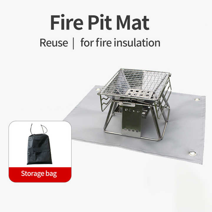 100*80cm Upgrade Glass Fiber Fire Pit Mats Square Ember Mat Silicone ...