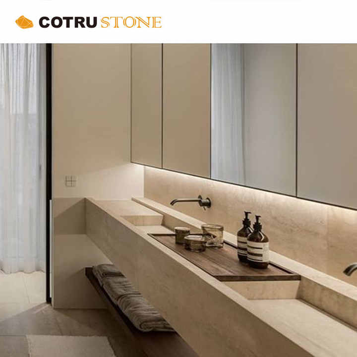Long Wash Basin - Stylish & Durable Turkish Travertine