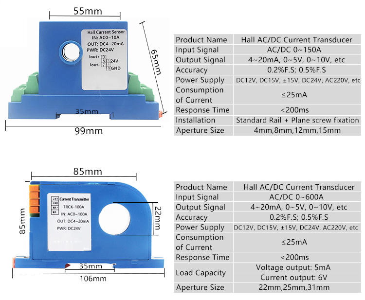 Hall Sensor Current Sensor AC/DC Current Sensor 0-1000A AC Current ...