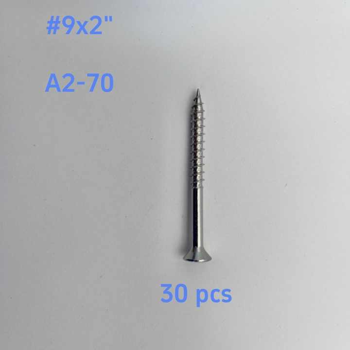 Wood Screws 30 Pcs #9x2 Inch SQ2 Drive Head Deck Screw Stainless Steel ...